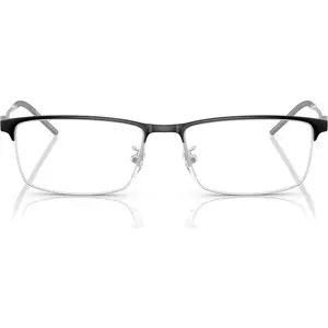 Emporio Armani 57mm Rectangle Optical Glasses - Black/silver/demo Lens