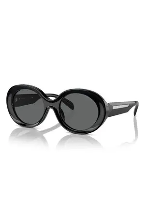 Emporio Armani 53mm Oval Full Rim Sunglasses - Shiny Black/dark Grey