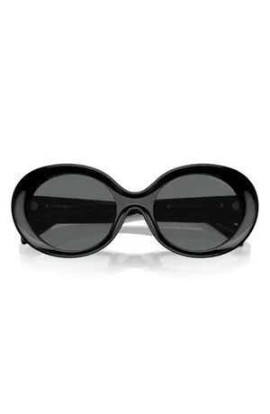 Emporio Armani 53mm Oval Full Rim Sunglasses - Shiny Black/dark Grey