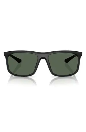 Emporio Armani 57mm Square Sunglasses - Matte Black/dark Green