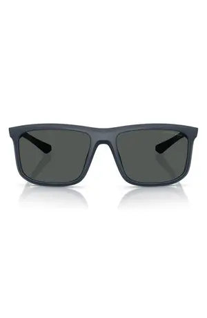 Emporio Armani 57mm Square Sunglasses - Matte Blue/dark Grey