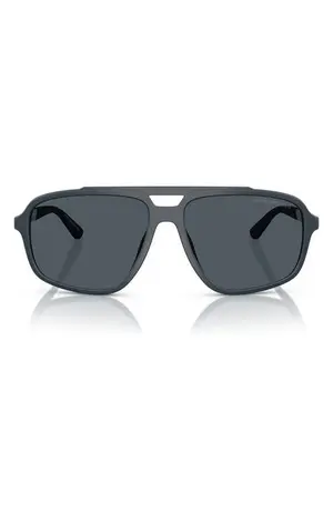 Emporio Armani 59mm Pilot Sunglasses - Dark Blue/dark Blue