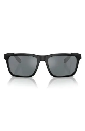 Emporio Armani 57mm Rectangle Sunglasses - Black/grey Mirror Black