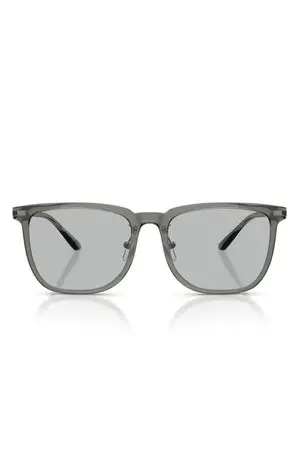 Emporio Armani 56mm Irregular Sunglasses - Shiny Grey/light Grey