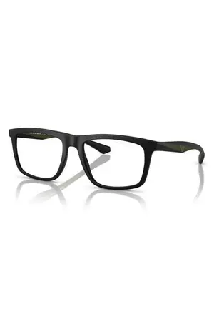 Emporio Armani 53mm Square Eyeglasses - Matte Black/clear