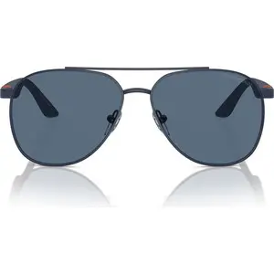 Emporio Armani 53mm Aviator Sunglasses - Matte Blue/dark Blue