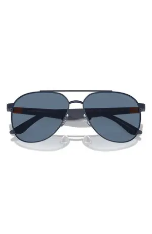 Emporio Armani 53mm Aviator Sunglasses - Matte Blue/dark Blue