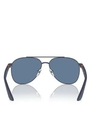 Emporio Armani 53mm Aviator Sunglasses - Matte Blue/dark Blue
