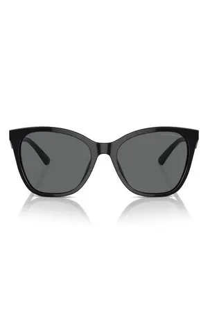 Emporio Armani 56mm Butterfly Sunglasses - Shiny Black/dark Grey