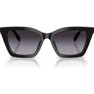 Emporio Armani 54mm Butterfly Sunglasses - Shiny Black/gradient Grey