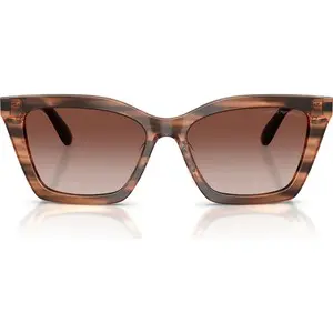 Emporio Armani 54mm Butterfly Sunglasses - Striped Brown/gradient Brown