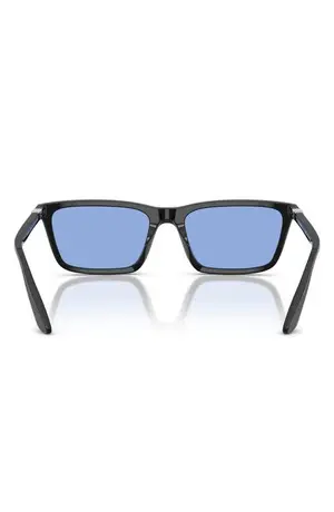 Emporio Armani 55mm Rectangle Full Rim Sunglasses - Shiny Black/blue