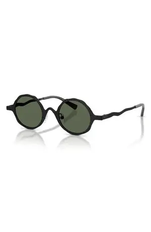 Emporio Armani 41mm Round Frame Sunglasses - Matte Black/dark Green