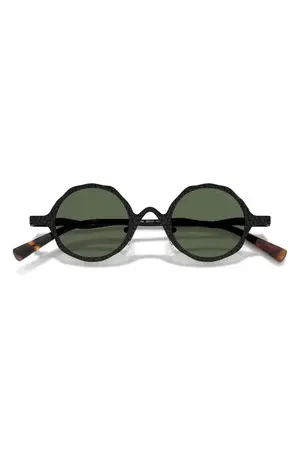 Emporio Armani 41mm Round Frame Sunglasses - Matte Black/dark Green