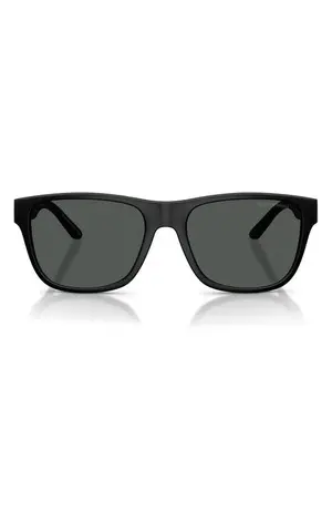 Emporio Armani 56mm Square Sunglasses - Matte Black /dark Grey