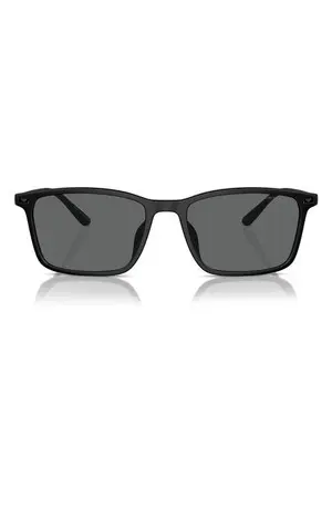 Emporio Armani 56mm Rectangle Sunglasses - Matte Black/dark Grey