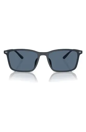 Emporio Armani 56mm Rectangle Sunglasses - Matte Blue/dark Blue