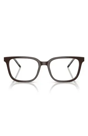Emporio Armani 54mm Square Optical Glasses - Shiny Brown/demo Lens