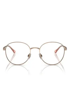 Emporio Armani 52mm Round Eyeglasses - Shiny Rose Gold/demo Lens