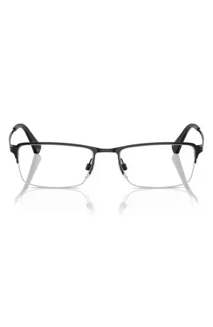 Emporio Armani 55mm Rectangle Optical Glasses - Shiny Black/demo Lens