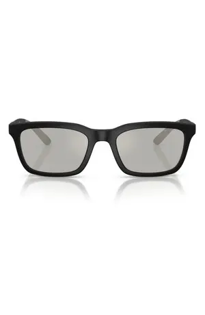 Emporio Armani 55mm Rectangle Full Rim Sunglasses - Black/grey Flash Silver