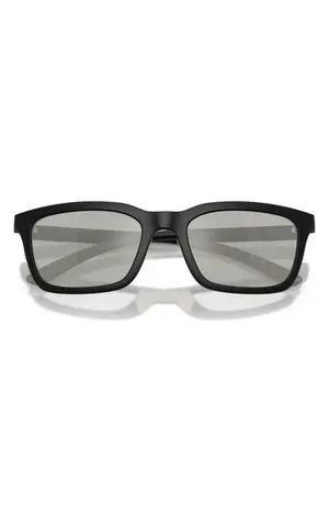 Emporio Armani 55mm Rectangle Full Rim Sunglasses - Black/grey Flash Silver