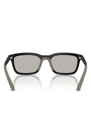 Emporio Armani 55mm Rectangle Full Rim Sunglasses - Black/grey Flash Silver