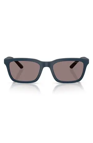 Emporio Armani 55mm Rectangle Full Rim Sunglasses - Matte Blue/dark Purple