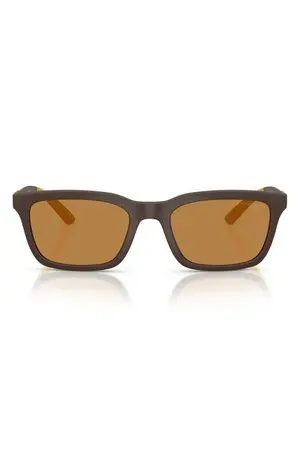 Emporio Armani 55mm Rectangle Full Rim Sunglasses - Matte Brown/light Brown