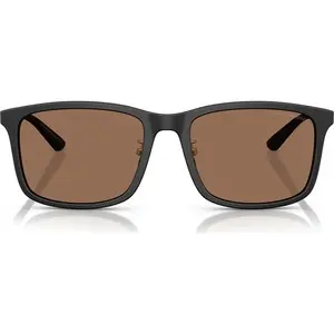Emporio Armani 57mm Square Frame Sunglasses - Matte Black/dark Brown