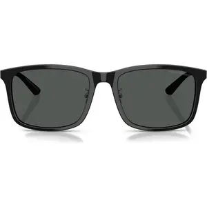 Emporio Armani 57mm Square Frame Sunglasses - Shiny Black/dark Grey