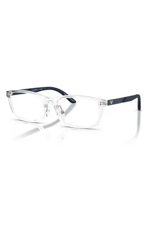 Emporio Armani 47mm Rectangle Eyeglasses - Shiny Crystal/demo Lens