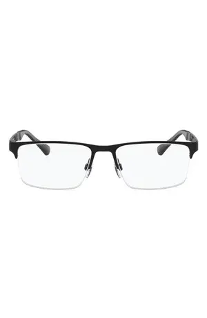 Emporio Armani 55mm Rectangle Optical Glasses - Rubber Black/demo Lens
