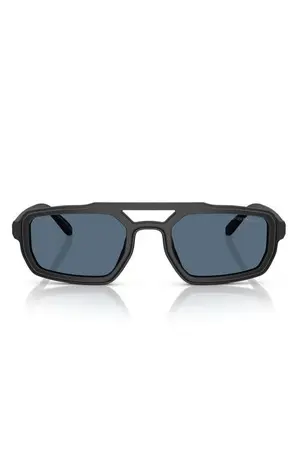 Emporio Armani 53mm Irregular Sunglasses - Matte Black/dark Blue