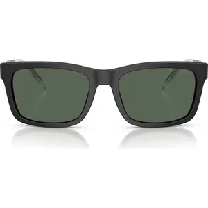 Emporio Armani 57mm Rectangle Sunglasses - Matte Black/dark Green