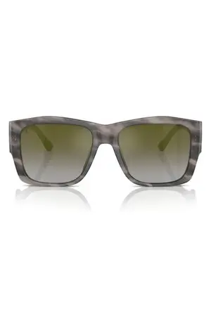 SCUDERIA FERRARI 56mm Square Sunglasses - Striped Grey/green Mirror