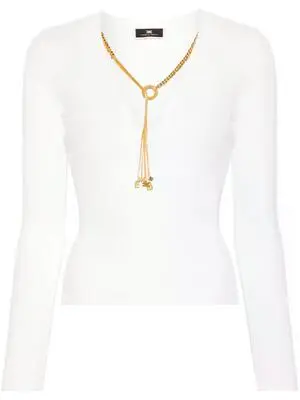 Elisabetta Franchi Ribbed Jumper With Detachable Necklace