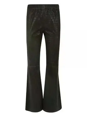 ENES Crocodile-embossed Leather Trousers - Black