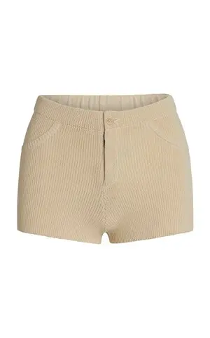 AYA MUSE Ribbed Stretch-cotton Shorts - Tan
