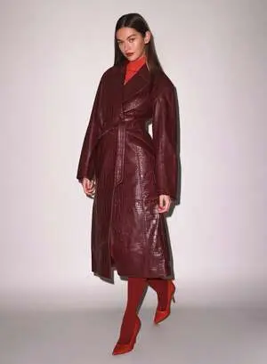 Fleur Du Mal Croc-embossed Leather Trench Coat