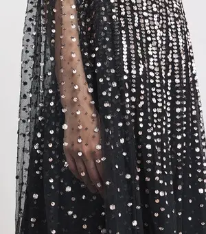 NEEDLE & THREAD Sequin Cape-detail Maxi Dress
