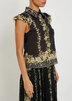 Alice + Olivia Floral-print Cotton And Silk-blend Blouse