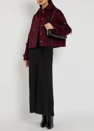Simkhai Katya Bead-embellished Wool-blend Jacket - Red