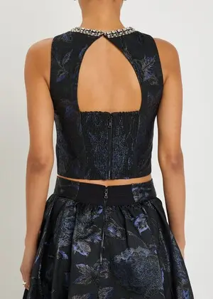 Alice + Olivia Cherra Embellished Woven Crop Top