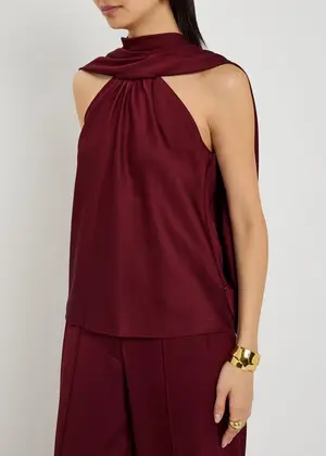 Simkhai Scarlett Cape-effect Satin Top - Red