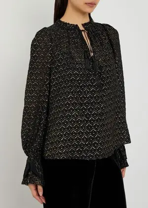 Veronica Beard Fil Coupé Chiffon Blouse