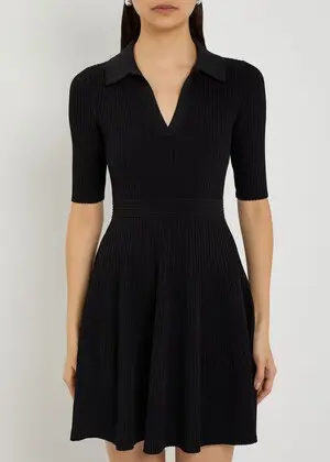 Simkhai Ribbed Knit Mini Polo Dress