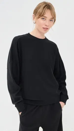 Tibi Lightweight Crewneck Sweatshirt - Black