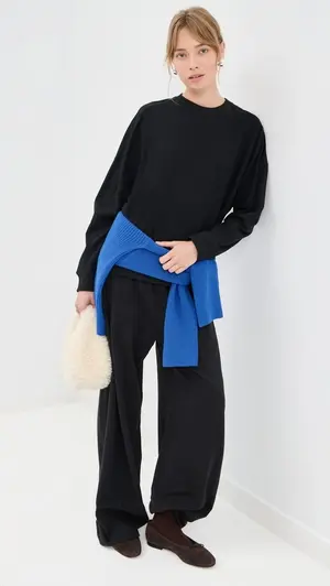 Tibi Lightweight Crewneck Sweatshirt - Black