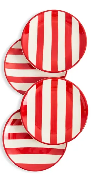 ZAFFERANO Dessert Plates Set Of 4 - Red
